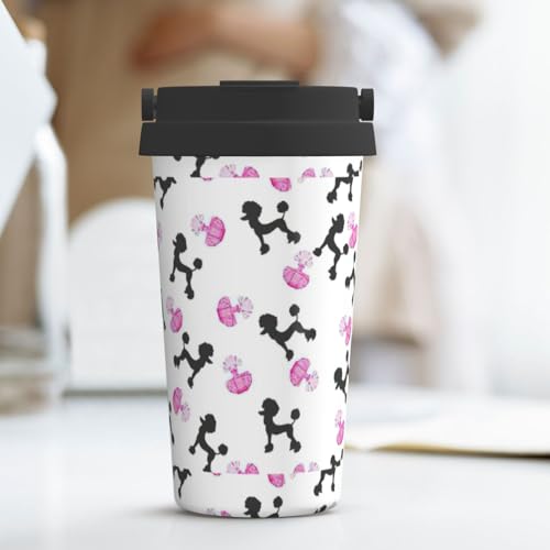 girly red perfume bottle and poodle Print 500ml Stainless Steel Travel Tumbler Double Wall Vacuum Insulated Coffee Mug