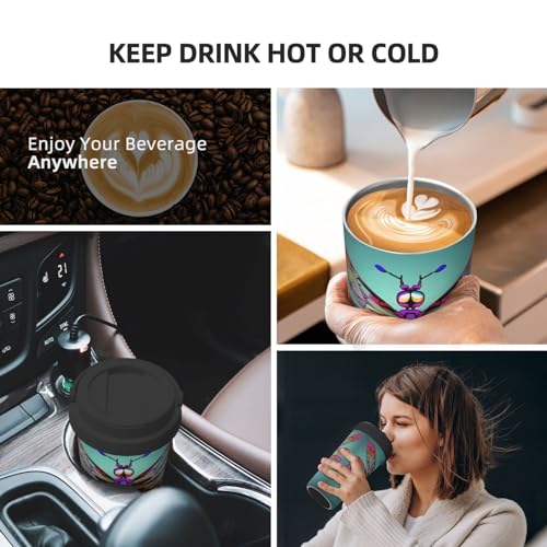 WANGXUEE Cute Dragonfly pattern Print 500ml Stainless Steel Travel Tumbler Double Wall Vacuum Insulated Coffee Mug