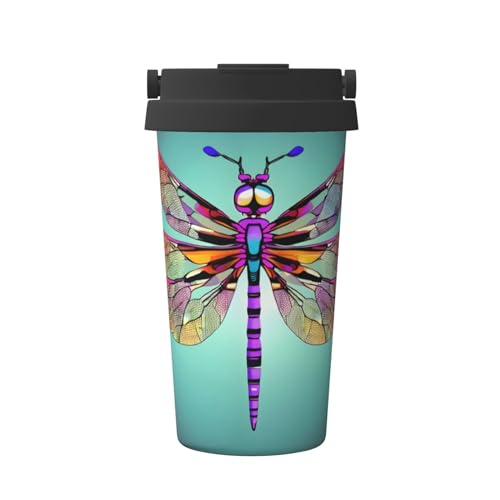 WANGXUEE Cute Dragonfly pattern Print 500ml Stainless Steel Travel Tumbler Double Wall Vacuum Insulated Coffee Mug