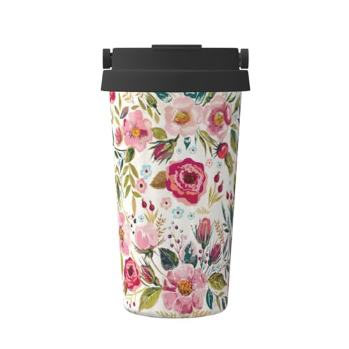 WANGXUEE flower leaf Print 500ml Stainless Steel Travel Tumbler Double Wall Vacuum Insulated Coffee Mug