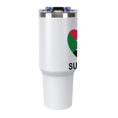 Love Sudan 40oz Water Bottle Double Wall Insulated Tumbler with Handle Leakproof Travel Mug Black-style