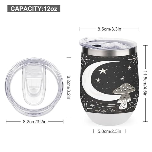 OPTKSNCU 304 Stainless Steel Insulated Cup with Lid, Moon Mushroom Print Durable, And Easy to Clean β Ideal for Home, Office, And Gift Giving
