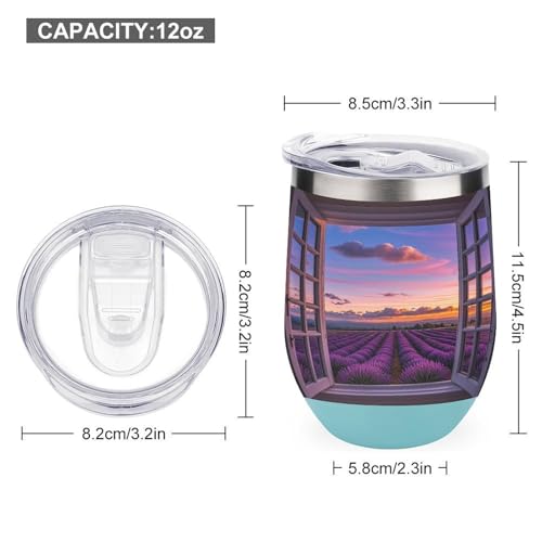 OPTKSNCU 304 Stainless Steel Insulated Cup with Lid, Purple Sunset Cloud Sky Lavender Flower Print Durable, And Easy to Clean β Ideal for Home, Office, And Gift Giving