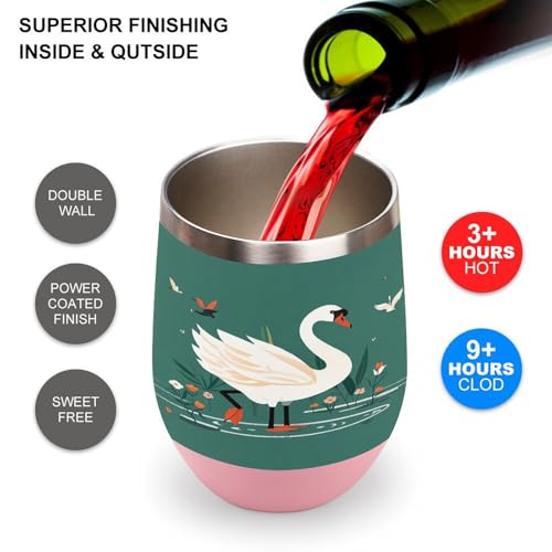 OPTKSNCU 304 Stainless Steel Insulated Cup with Lid, Ancient Flower Swan Print Durable, And Easy to Clean β Ideal for Home, Office, And Gift Giving