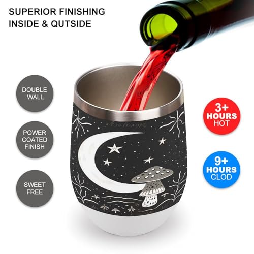 OPTKSNCU 304 Stainless Steel Insulated Cup with Lid, Moon Mushroom Print Durable, And Easy to Clean β Ideal for Home, Office, And Gift Giving