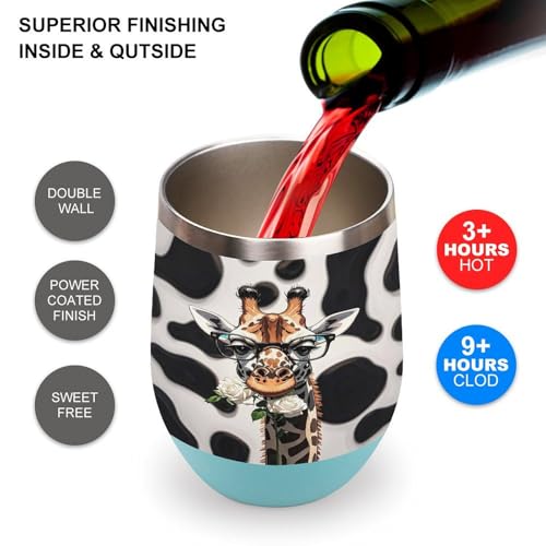 OPTKSNCU 304 Stainless Steel Insulated Cup with Lid, Giraffe Bites The Rose Print Durable, And Easy to Clean β Ideal for Home, Office, And Gift Giving