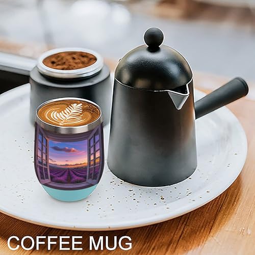 OPTKSNCU 304 Stainless Steel Insulated Cup with Lid, Purple Sunset Cloud Sky Lavender Flower Print Durable, And Easy to Clean β Ideal for Home, Office, And Gift Giving
