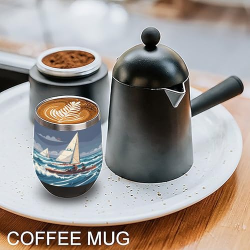 OPTKSNCU 304 Stainless Steel Insulated Cup with Lid, Two Rowboats Print Durable, And Easy to Clean – Ideal for Home, Office, And Gift Giving