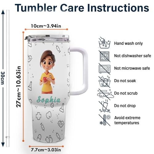 Personalized Nurse Tumbler 40oz -transplant coordination-Custom Name Insulated Travel Mug with Handle & Straw, Gift for Nurses, Medical Workers, Appreciation, Mother's Day cEGrcZ