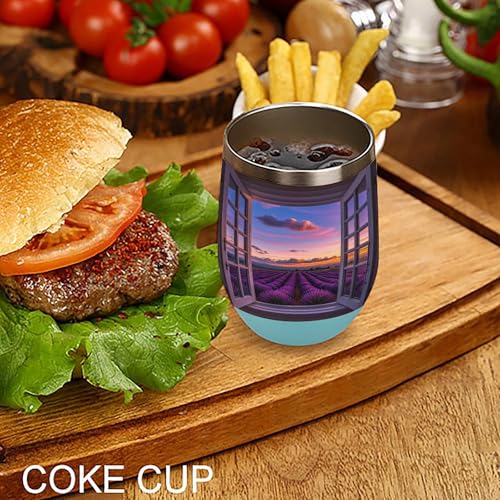 OPTKSNCU 304 Stainless Steel Insulated Cup with Lid, Purple Sunset Cloud Sky Lavender Flower Print Durable, And Easy to Clean β Ideal for Home, Office, And Gift Giving