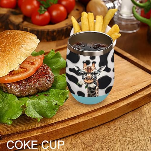 OPTKSNCU 304 Stainless Steel Insulated Cup with Lid, Giraffe Bites The Rose Print Durable, And Easy to Clean β Ideal for Home, Office, And Gift Giving