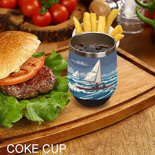 OPTKSNCU 304 Stainless Steel Insulated Cup with Lid, Two Rowboats Print Durable, And Easy to Clean – Ideal for Home, Office, And Gift Giving