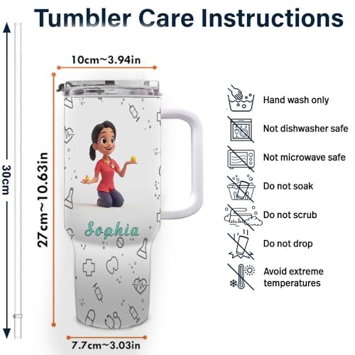 Personalized Nurse Tumbler 40oz -nurse therapeutic magic performer-Custom Name Insulated Travel Mug with Handle & Straw, Gift for Nurses, Medical Workers, Appreciation, Mother's Day czMrxs