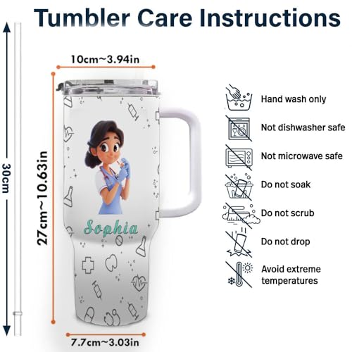 Personalized Nurse Tumbler 40oz -nurse scent analyst-Custom Name Insulated Travel Mug with Handle & Straw, Gift for Nurses, Medical Workers, Appreciation, Mother's Day rCE4Cv