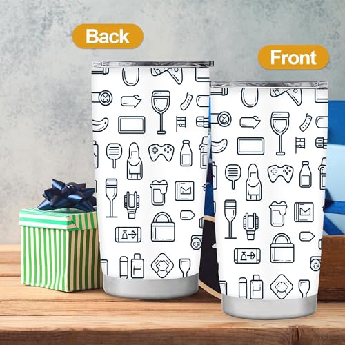 FOCIUZTA 20oz Playful Gaming Pattern Tumbler with Lid, Travel Coffee Cup, Ideal for Easter, Gaming Enthusiast, Mother Day, and Birthday Gifts