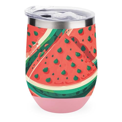 OPTKSNCU 304 Stainless Steel Insulated Cup with Lid, Watermelon Design Print Durable, And Easy to Clean – Ideal for Home, Office, And Gift Giving