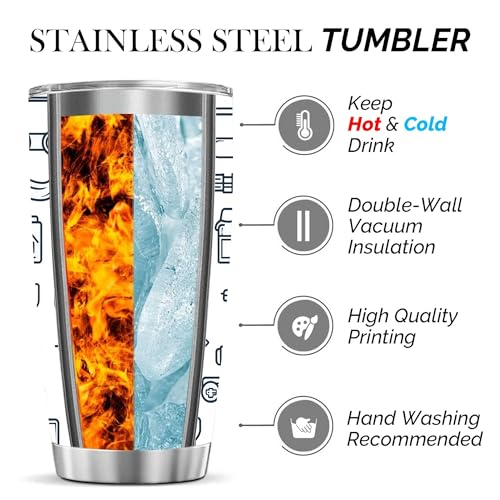 FOCIUZTA 20oz Playful Gaming Pattern Tumbler with Lid, Travel Coffee Cup, Ideal for Easter, Gaming Enthusiast, Mother Day, and Birthday Gifts
