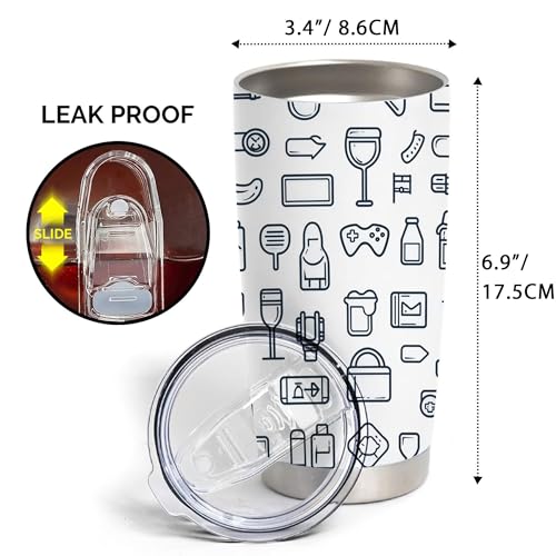 FOCIUZTA 20oz Playful Gaming Pattern Tumbler with Lid, Travel Coffee Cup, Ideal for Easter, Gaming Enthusiast, Mother Day, and Birthday Gifts