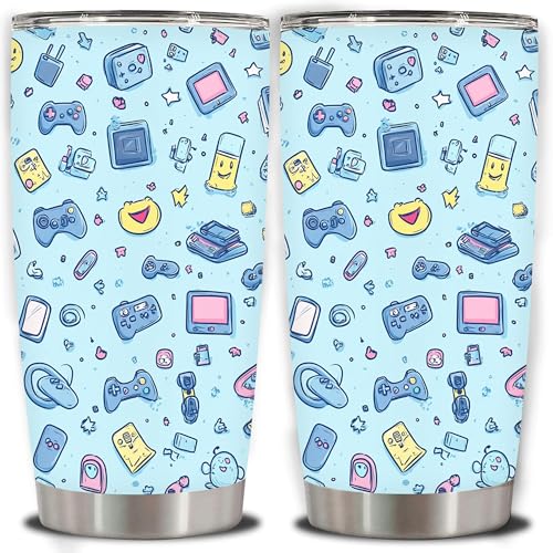 FOCIUZTA 20oz Playful Gaming Tumbler with lid, Travel Coffee Cup, Ideal for Easter, Gaming Enthusiast, Mother Day, and birthday gifts