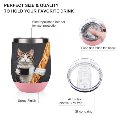 OPTKSNCU 304 Stainless Steel Insulated Cup with Lid, Cat Holding Something Print Durable, And Easy to Clean β Ideal for Home, Office, And Gift Giving