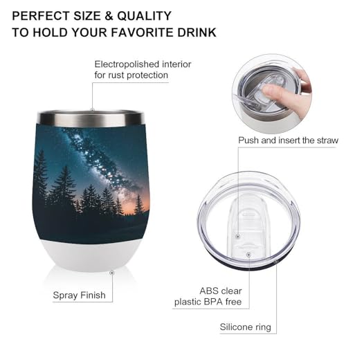 OPTKSNCU 304 Stainless Steel Insulated Cup with Lid, Trees at Night Print Durable, And Easy to Clean β Ideal for Home, Office, And Gift Giving