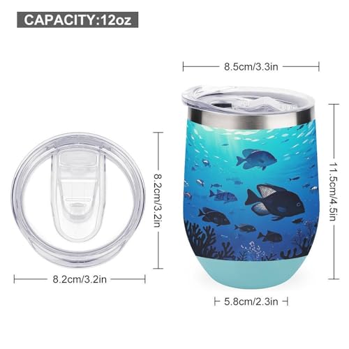 OPTKSNCU 304 Stainless Steel Insulated Cup with Lid, Fish Hover in The Sea Print Durable, And Easy to Clean β Ideal for Home, Office, And Gift Giving