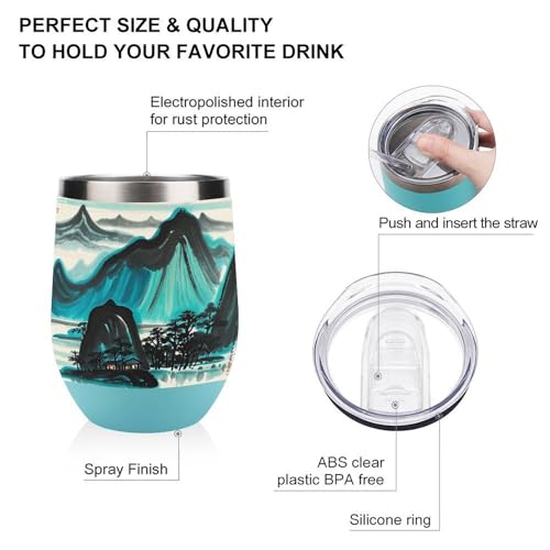 OPTKSNCU 304 Stainless Steel Insulated Cup with Lid, Landscape Patterns Print Durable, And Easy to Clean β Ideal for Home, Office, And Gift Giving