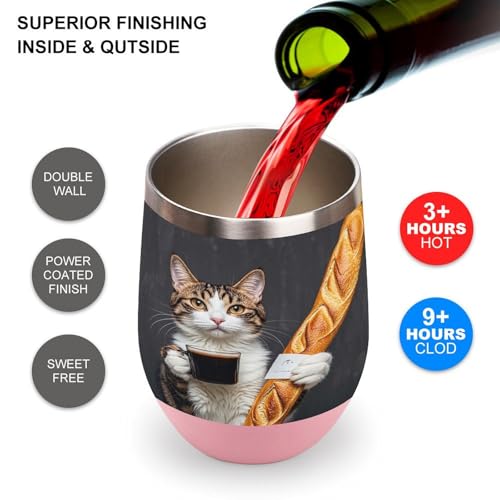OPTKSNCU 304 Stainless Steel Insulated Cup with Lid, Cat Holding Something Print Durable, And Easy to Clean β Ideal for Home, Office, And Gift Giving