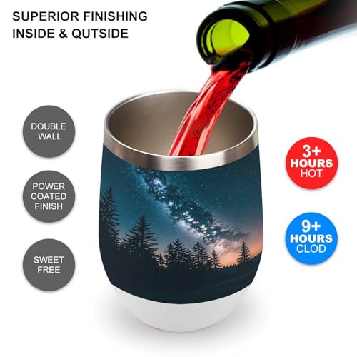 OPTKSNCU 304 Stainless Steel Insulated Cup with Lid, Trees at Night Print Durable, And Easy to Clean β Ideal for Home, Office, And Gift Giving