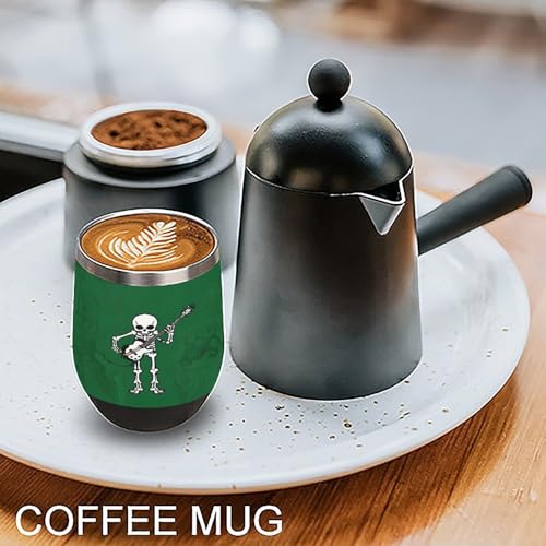 OPTKSNCU 304 Stainless Steel Insulated Cup with Lid, Skeleton Playing Guitar Print Durable, And Easy to Clean – Ideal for Home, Office, And Gift Giving