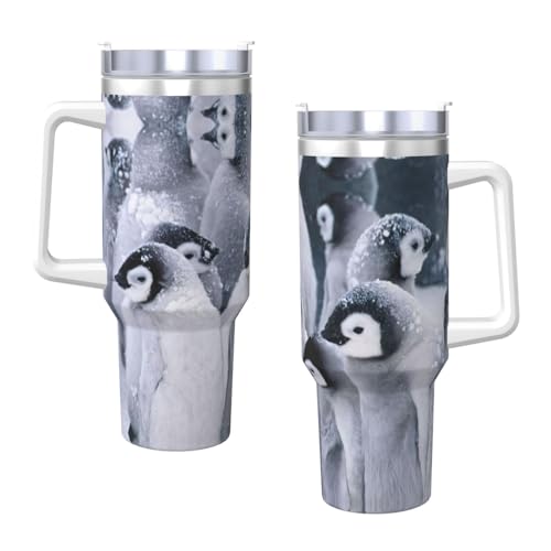 HULIBIN Cute penguin1 Print Double Deck Stainless Steel Travel Coffee Cup With Lid 40 Oz Ice Bully Cup