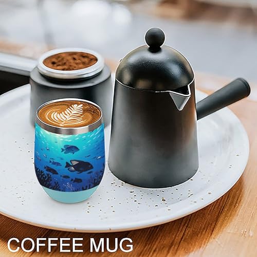 OPTKSNCU 304 Stainless Steel Insulated Cup with Lid, Fish Hover in The Sea Print Durable, And Easy to Clean β Ideal for Home, Office, And Gift Giving