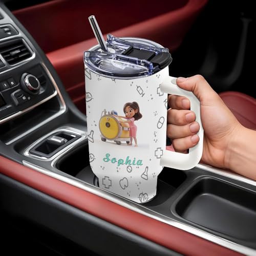 Personalized Nurse Tumbler 40oz -hyperbaric medicine-Custom Name Insulated Travel Mug with Handle & Straw, Gift for Nurses, Medical Workers, Appreciation, Mother's Day ilbGDi