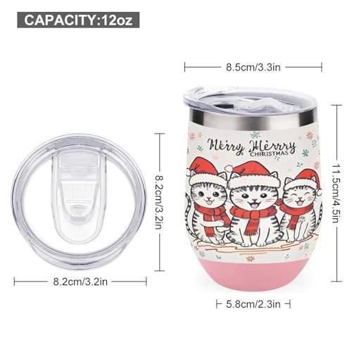OPTKSNCU 304 Stainless Steel Insulated Cup with Lid, Christmas Cat Print Durable, And Easy to Clean β Ideal for Home, Office, And Gift Giving