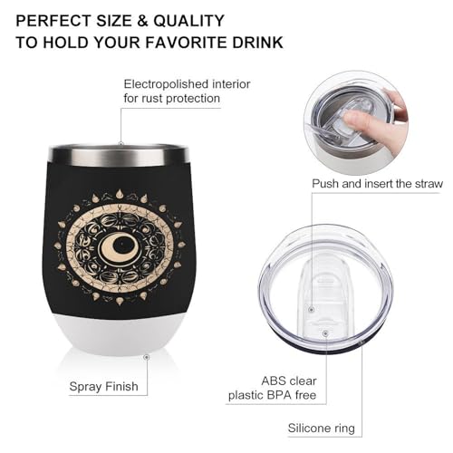 OPTKSNCU 304 Stainless Steel Insulated Cup with Lid, Sun And Moon Together Print Durable, And Easy to Clean β Ideal for Home, Office, And Gift Giving