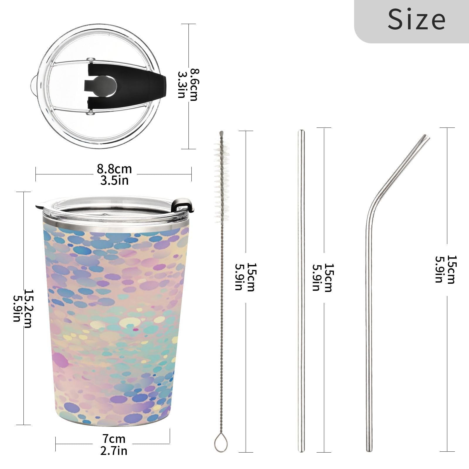 Wassud Circle Abstract 20 oz Tumbler with Lid and Straw Stainless Steel Double Wall Vacuum Tumblers Insulated Travel Coffee Mug for Cold and Hot Drinks