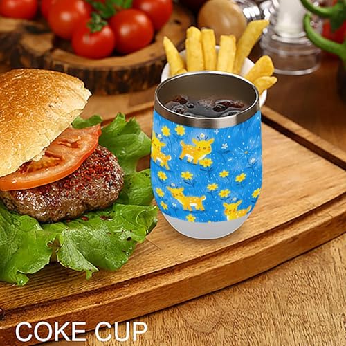 OPTKSNCU 304 Stainless Steel Insulated Cup with Lid, Yellow Sika Deer Print Durable, And Easy to Clean – Ideal for Home, Office, And Gift Giving