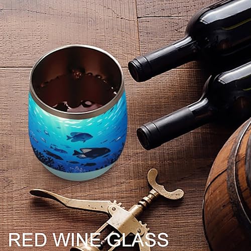 OPTKSNCU 304 Stainless Steel Insulated Cup with Lid, Fish Hover in The Sea Print Durable, And Easy to Clean β Ideal for Home, Office, And Gift Giving