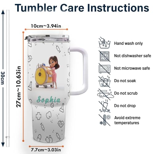 Personalized Nurse Tumbler 40oz -hyperbaric medicine-Custom Name Insulated Travel Mug with Handle & Straw, Gift for Nurses, Medical Workers, Appreciation, Mother's Day ilbGDi