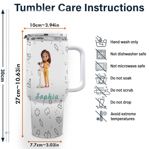 Personalized Nurse Tumbler 40oz -ophthalmology-Custom Name Insulated Travel Mug with Handle & Straw, Gift for Nurses, Medical Workers, Appreciation, Mother's Day nwAReq