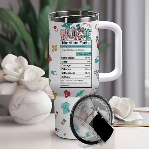 Personalized Nurse Tumbler 40oz -nurse scent analyst-Custom Name Insulated Travel Mug with Handle & Straw, Gift for Nurses, Medical Workers, Appreciation, Mother's Day Ex5kBd