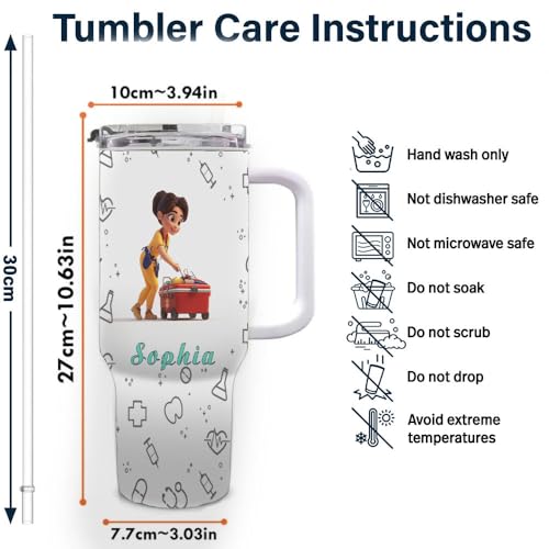 Personalized Nurse Tumbler 40oz -disaster response-Custom Name Insulated Travel Mug with Handle & Straw, Gift for Nurses, Medical Workers, Appreciation, Mother's Day wLOVcg