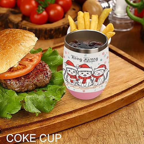 OPTKSNCU 304 Stainless Steel Insulated Cup with Lid, Christmas Cat Print Durable, And Easy to Clean β Ideal for Home, Office, And Gift Giving