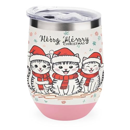 OPTKSNCU 304 Stainless Steel Insulated Cup with Lid, Christmas Cat Print Durable, And Easy to Clean β Ideal for Home, Office, And Gift Giving