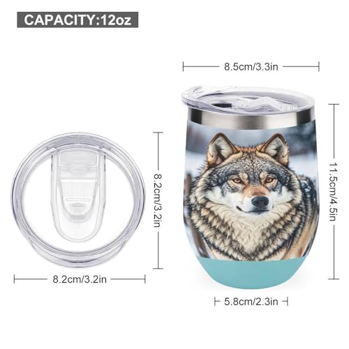 OPTKSNCU 304 Stainless Steel Insulated Cup with Lid, Winter Farm Style Wolf Print Durable, And Easy to Clean β Ideal for Home, Office, And Gift Giving