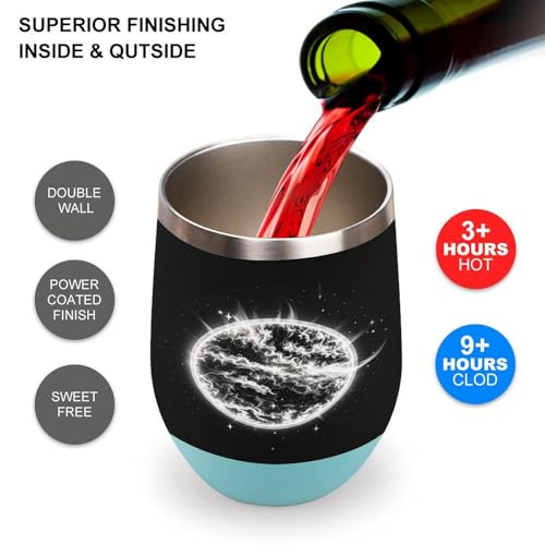 OPTKSNCU 304 Stainless Steel Insulated Cup with Lid, Black And White Sun And Moon Print Durable, And Easy to Clean β Ideal for Home, Office, And Gift Giving