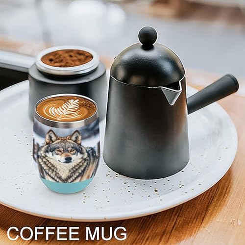 OPTKSNCU 304 Stainless Steel Insulated Cup with Lid, Winter Farm Style Wolf Print Durable, And Easy to Clean β Ideal for Home, Office, And Gift Giving