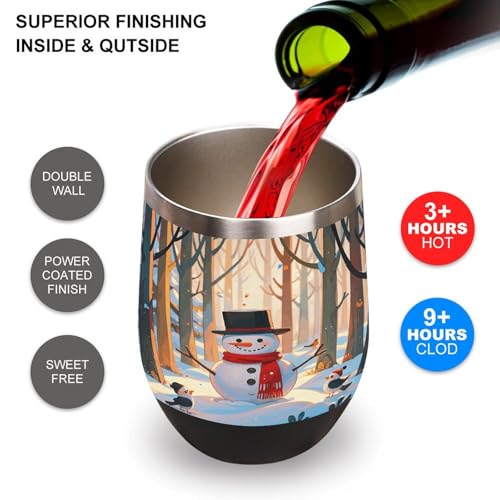 OPTKSNCU 304 Stainless Steel Insulated Cup with Lid, Snowman Christmas Print Durable, And Easy to Clean β Ideal for Home, Office, And Gift Giving