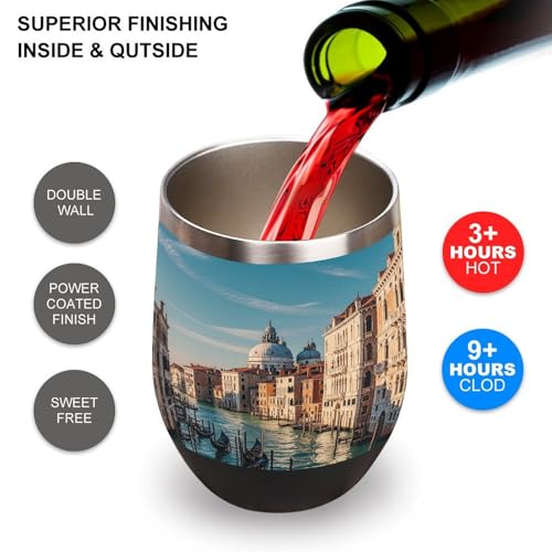 OPTKSNCU 304 Stainless Steel Insulated Cup with Lid, Venice View Print Durable, And Easy to Clean – Ideal for Home, Office, And Gift Giving