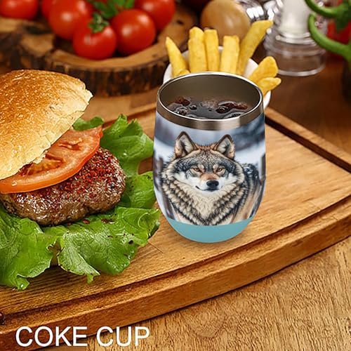 OPTKSNCU 304 Stainless Steel Insulated Cup with Lid, Winter Farm Style Wolf Print Durable, And Easy to Clean β Ideal for Home, Office, And Gift Giving